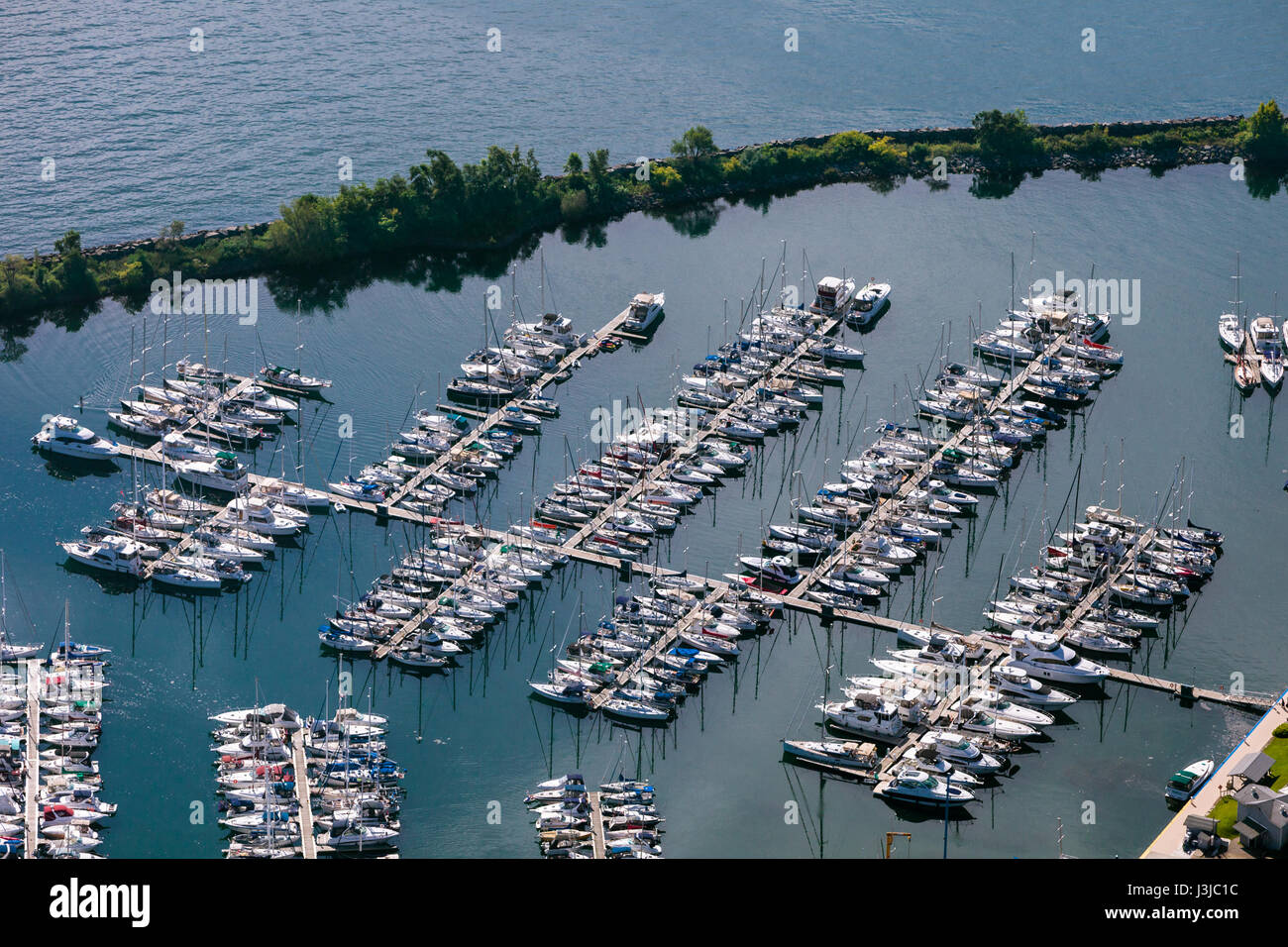 Aerial View of Marina just west of Toronto in Mississauga, Ontario ...
