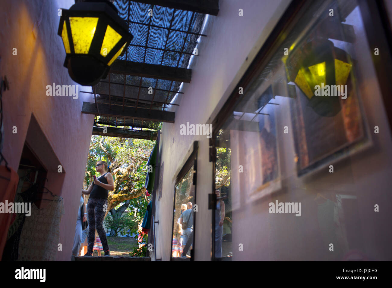 Gallery and shops in the historic colonial quarter Colonia del ...