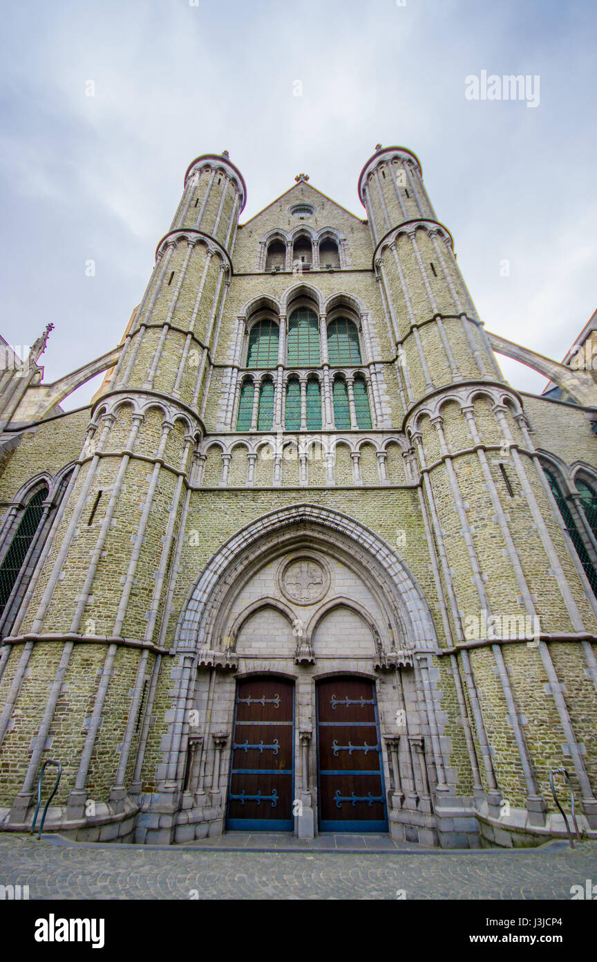 Bruges, Belgium - 11 August, 2015: Famous Church Of Our Lady, front ...