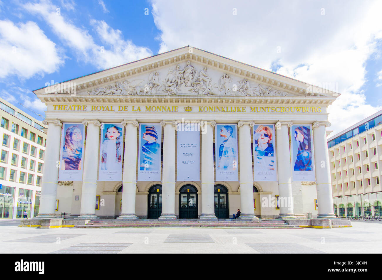 BRUSSELS, BELGIUM - 11 AUGUST, 2015: Spectacular facade of the Theatre ...