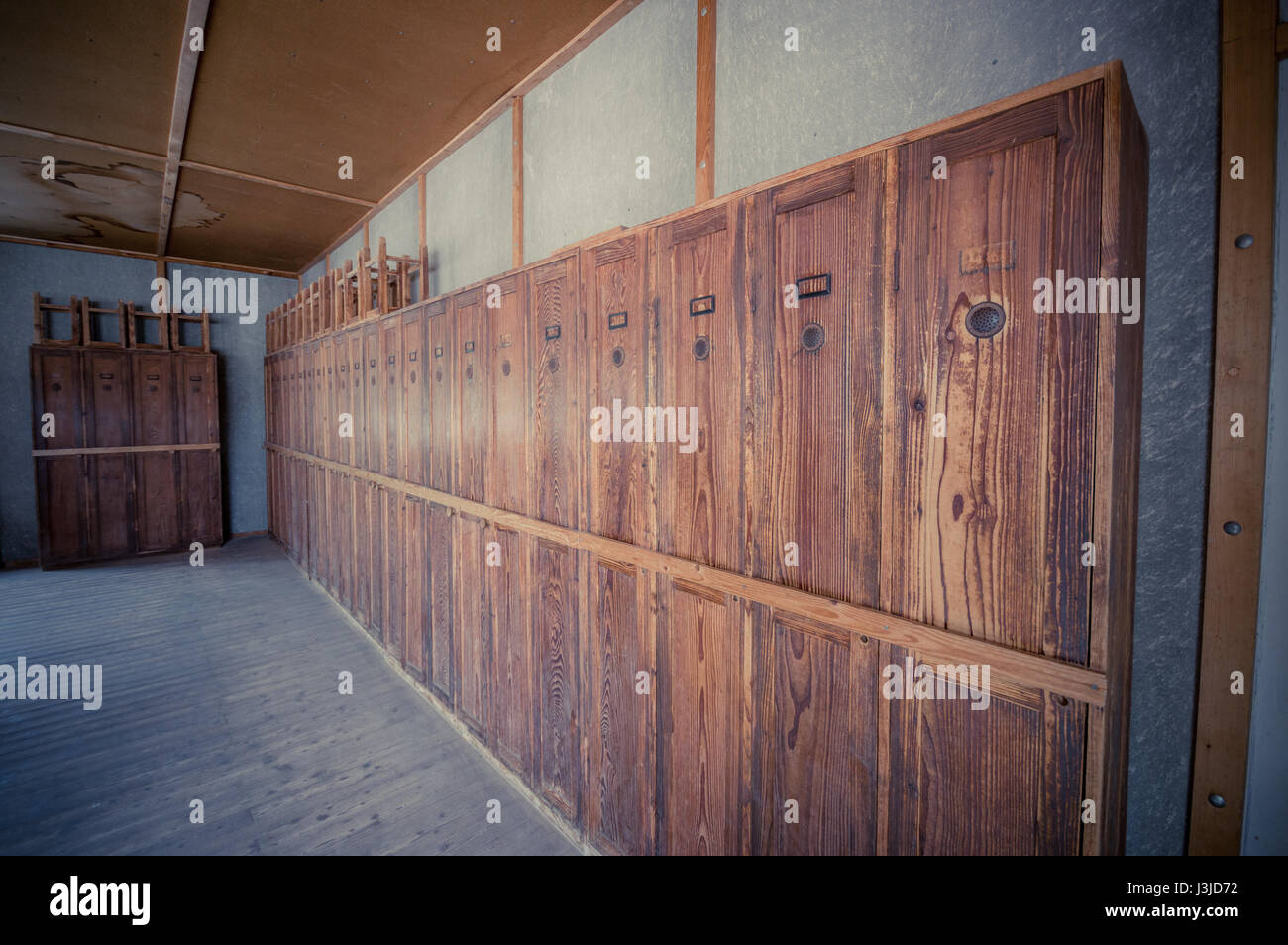 Dachau, Germany - July 30, 2015: Personal lockers inside barracks for ...
