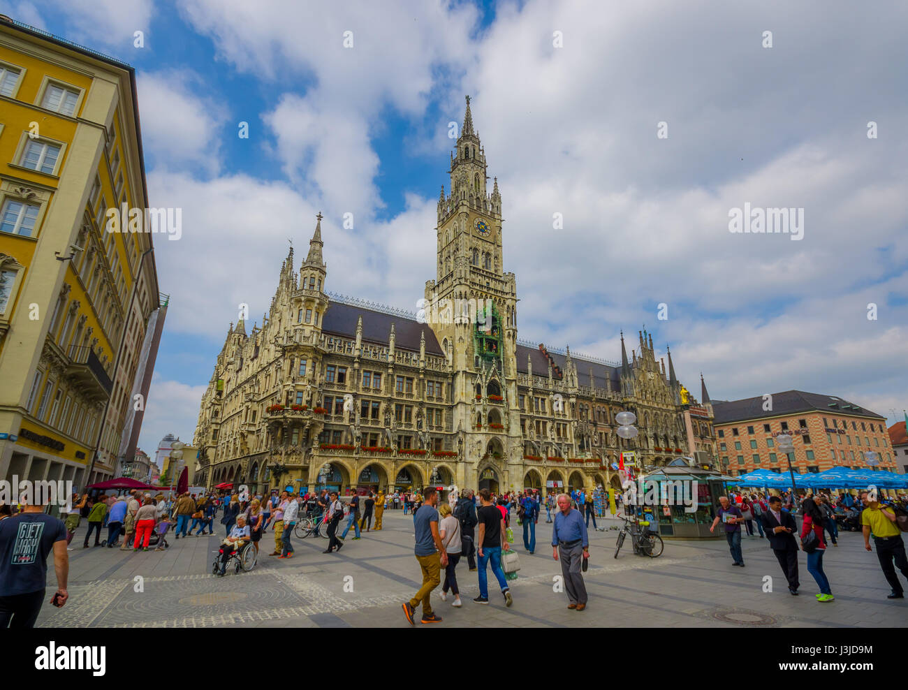 Munich, Germany - July 30, 2015: Famous city hall building with its ...