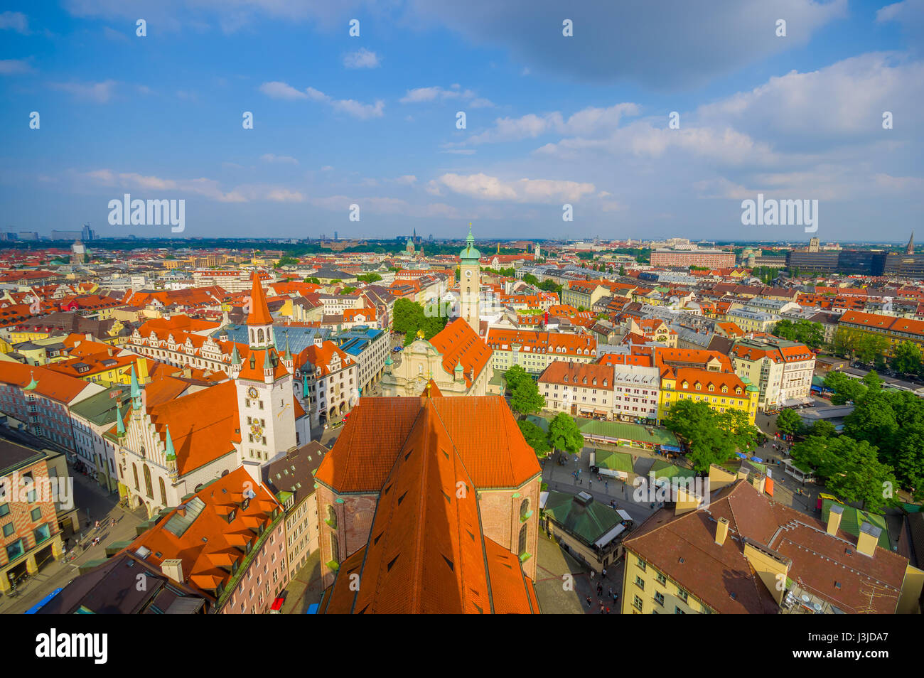 Munich, Germany - July 30, 2015: Beautiful overview over city taken ...