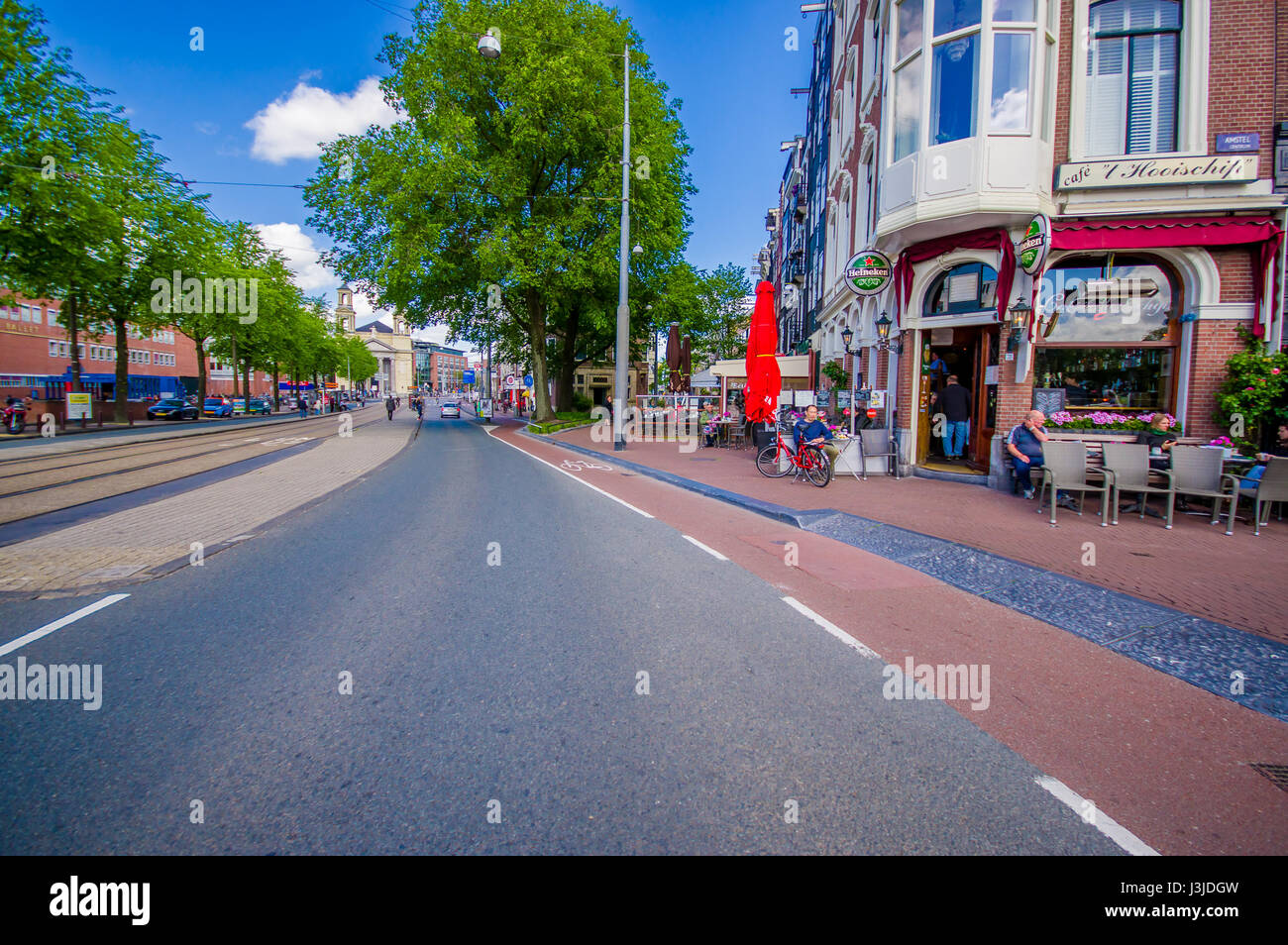 Amsterdam, Netherlands - July 10, 2015: Typical charming streets with ...
