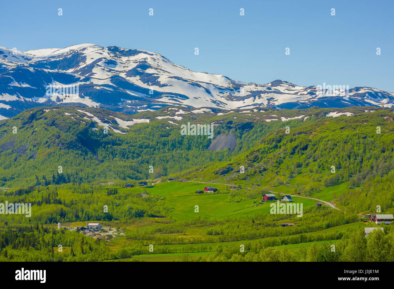 VALDRES, NORWAY - 6 JULY, 2015: Stunning nature on Valdresflya, green ...