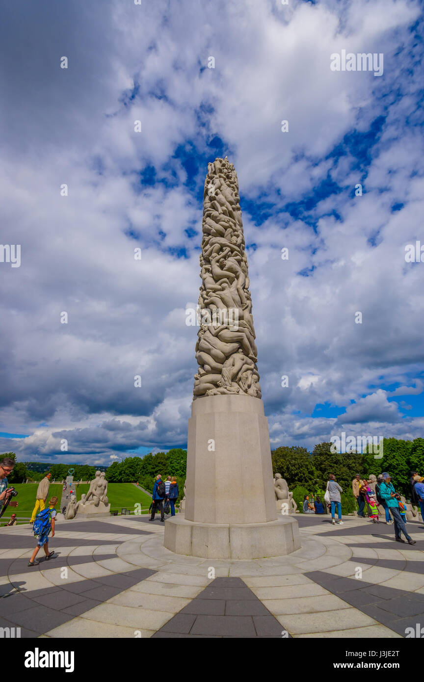 OSLO, NORWAY - 8 JULY, 2015: Famous monument Monolitten located ...