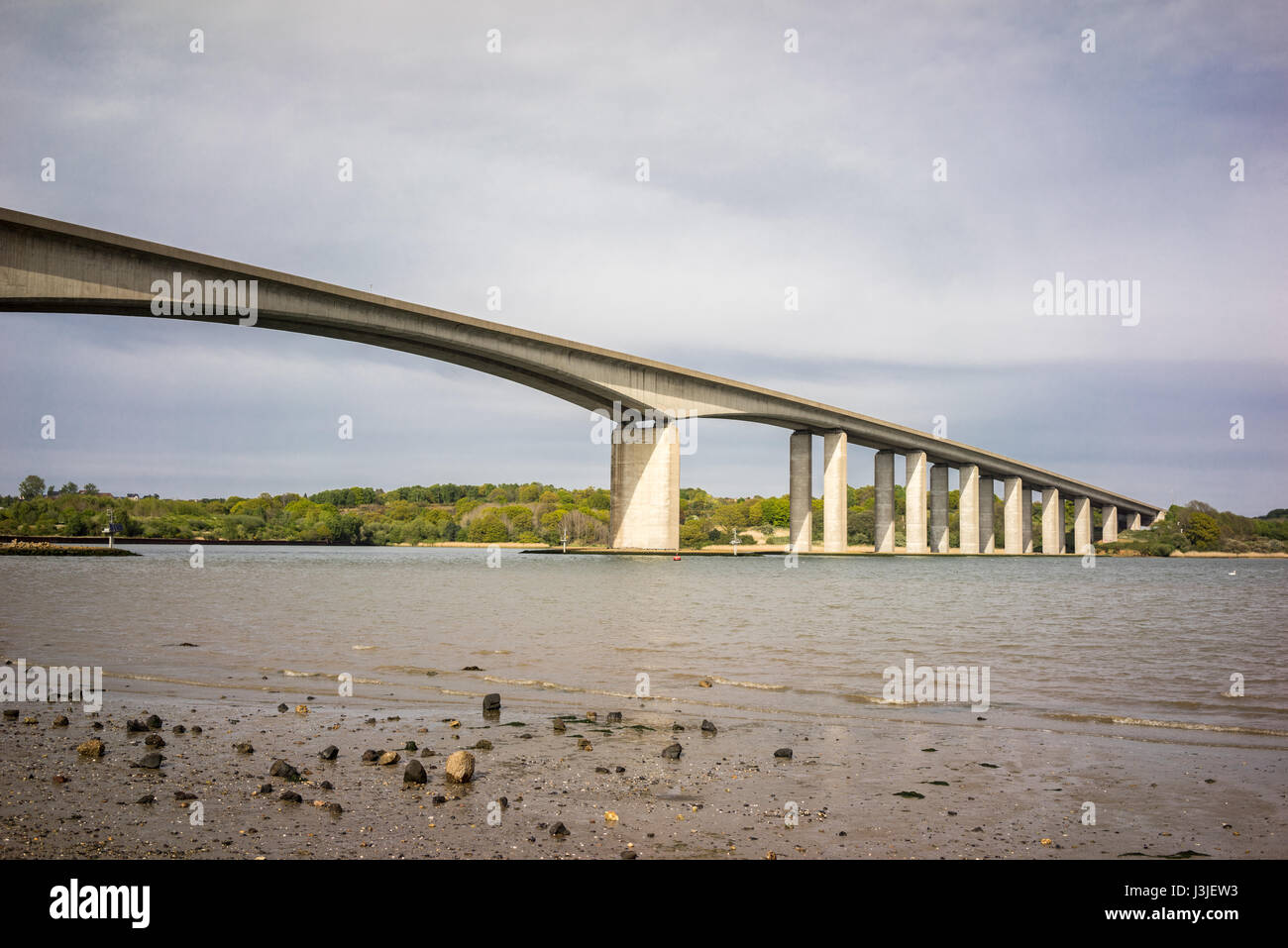 The Orwell Bridge opened to road traffic in 1982 and carries the A14 ...