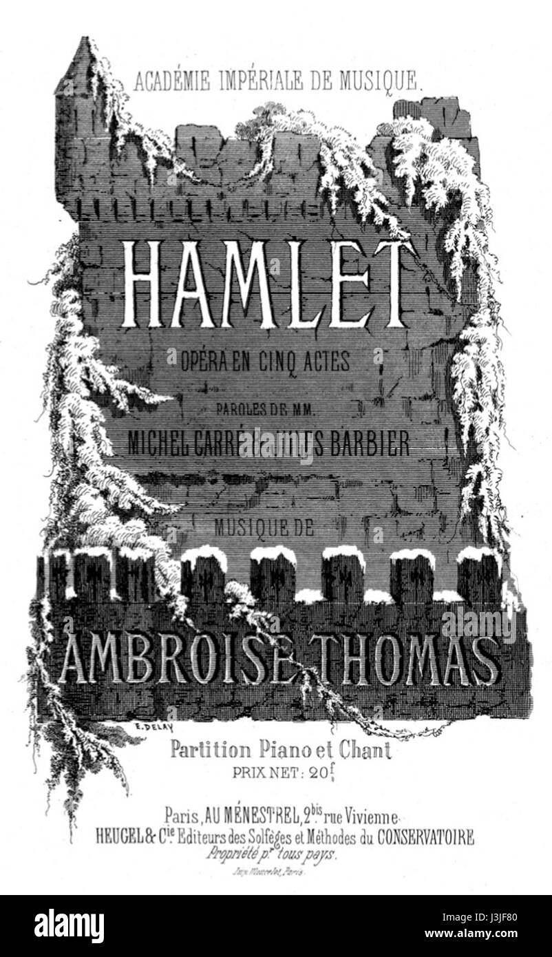 The cover of the piano-vocal score for 'Hamlet,' an opera by Ambroise ...