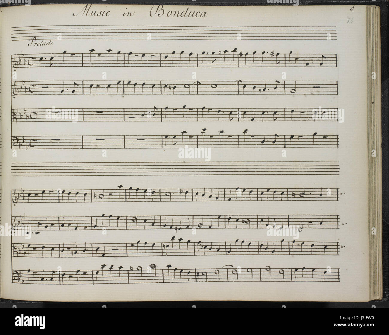 This manuscript features Henry Purcell's composition 'Bonduca,' a work ...