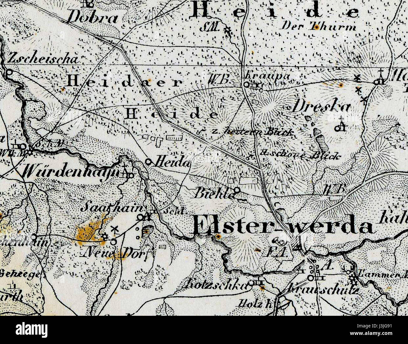 A map of Heidaer Heide, illustrating the geographical features and ...