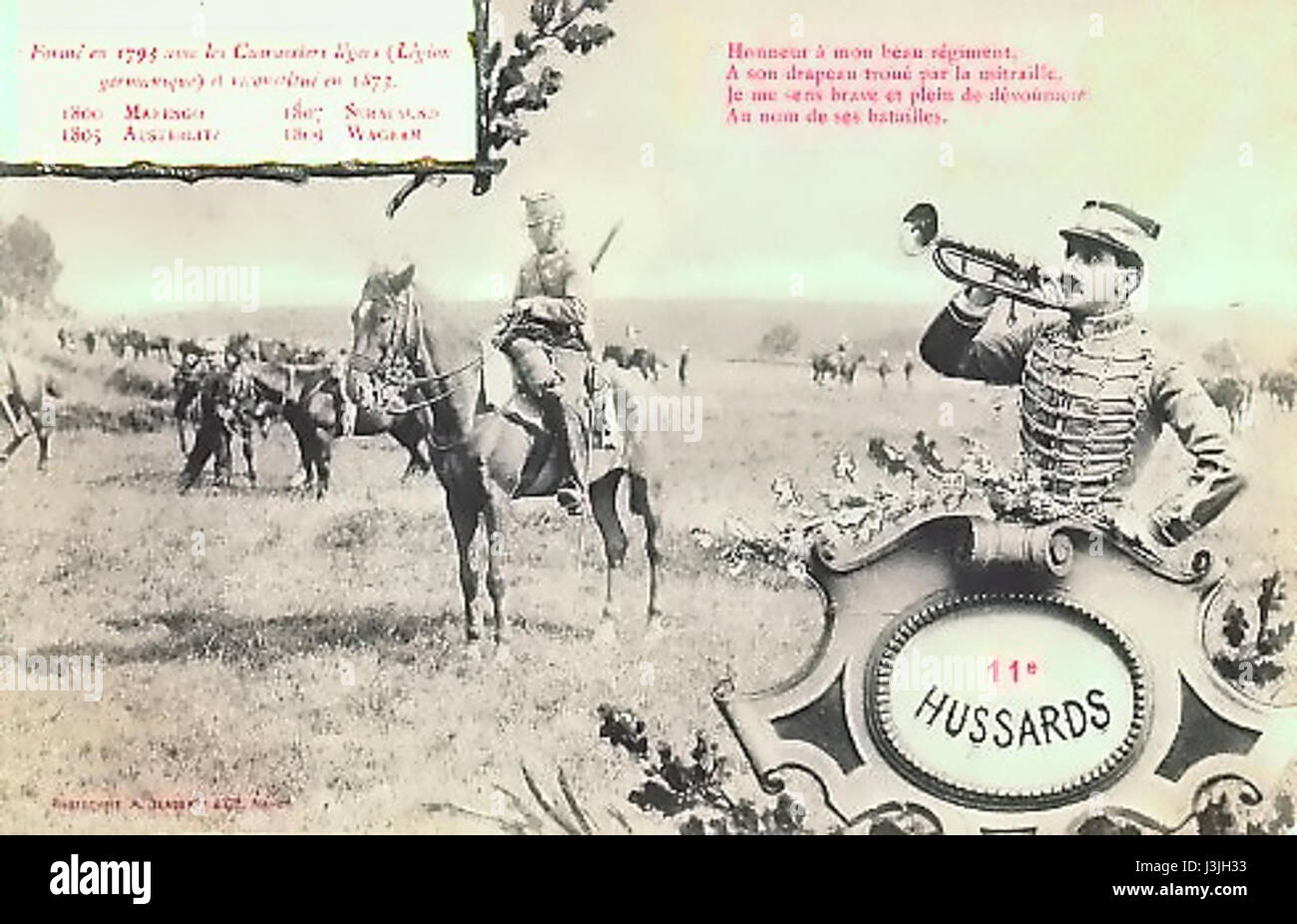 A photograph or depiction of Hussards, light cavalry soldiers, around ...