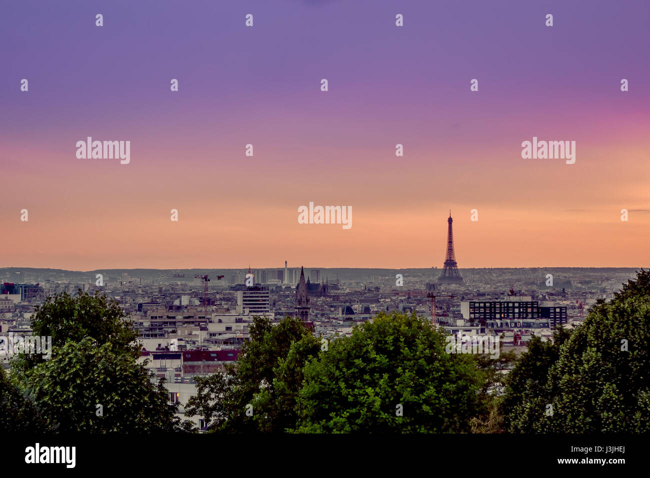 Paris, France - June 1, 2015: Spectacular overview over city with ...