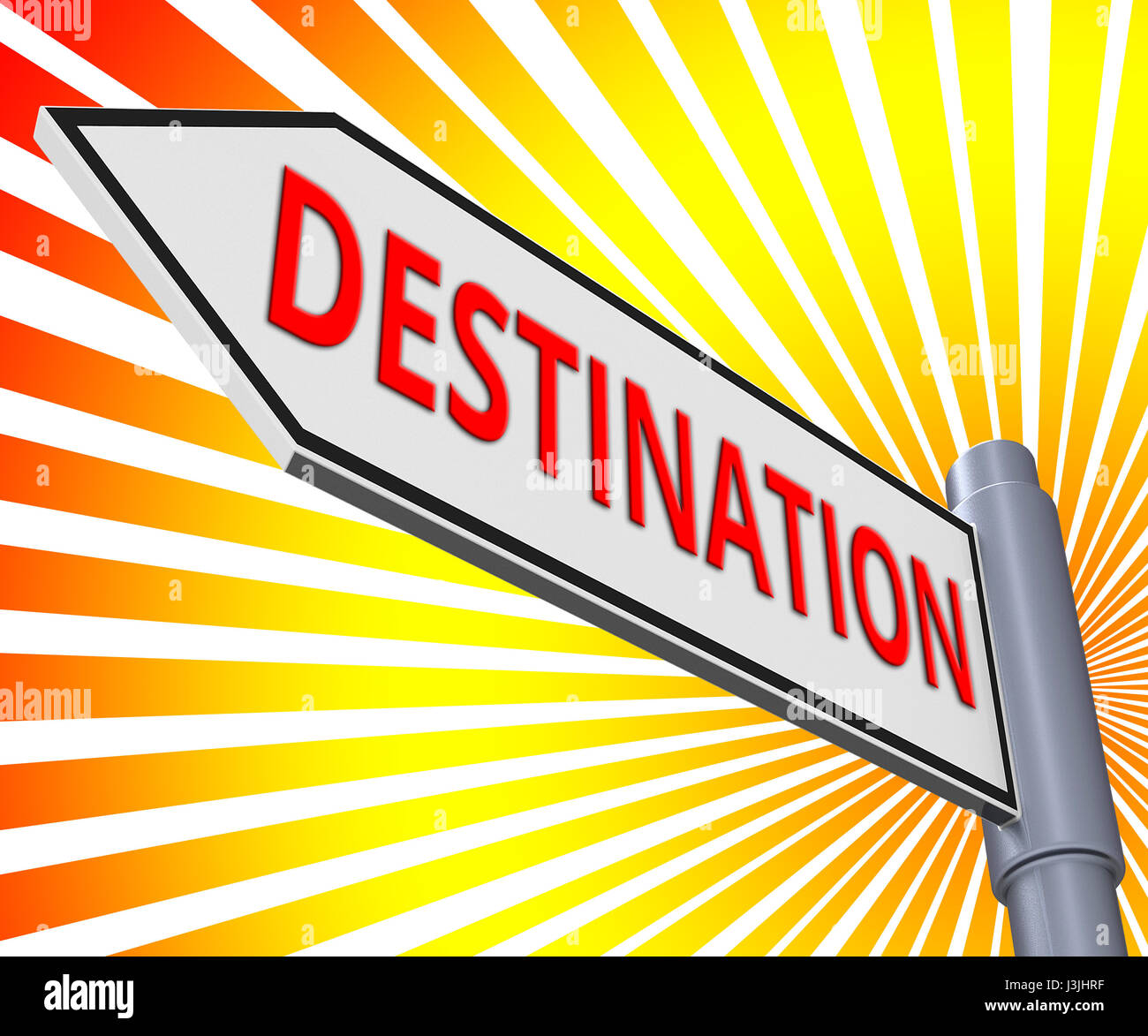 Destination Road Sign Representing City Route 3d Illustration Stock ...