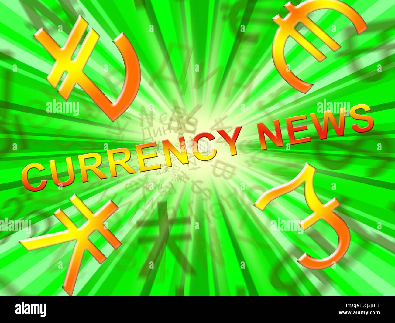 Currency News Symbols Means Forex media 3d Illustration Stock Photo - Alamy