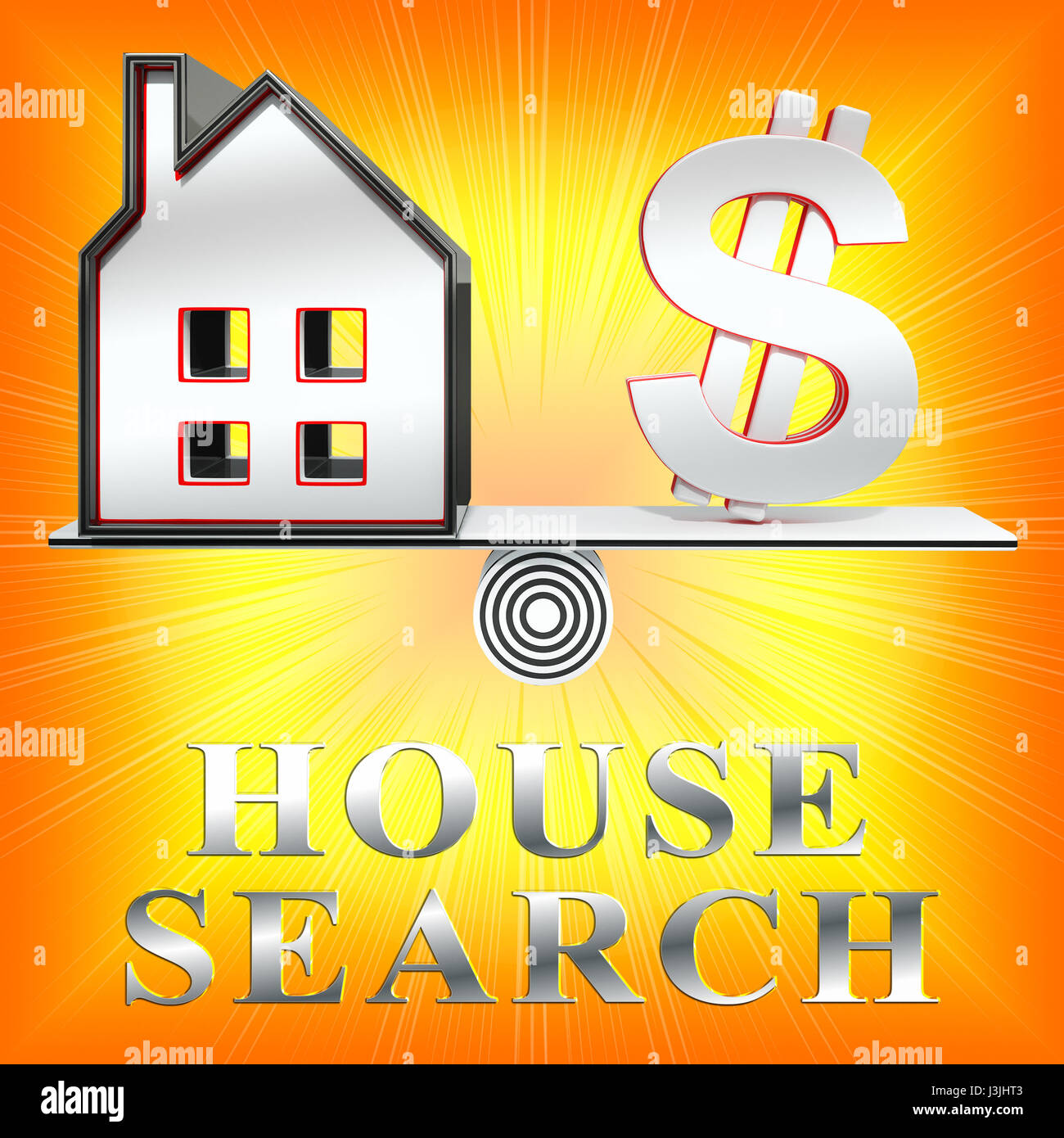 House Search Dollar Sign Meaning Housing Finder 3d Rendering Stock ...