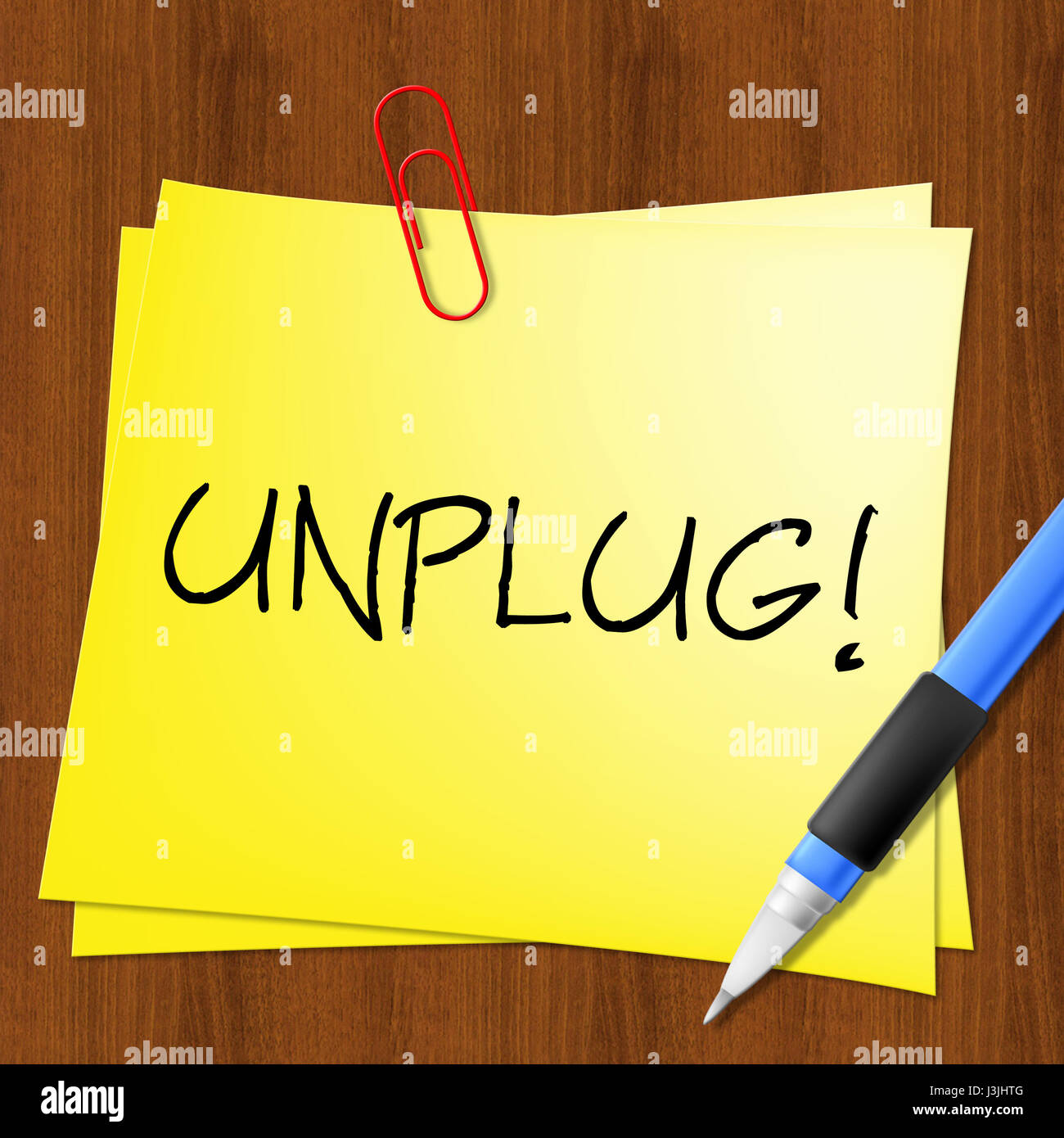 Unplug Message Note Represents Disconnect Power 3d Illustration Stock ...