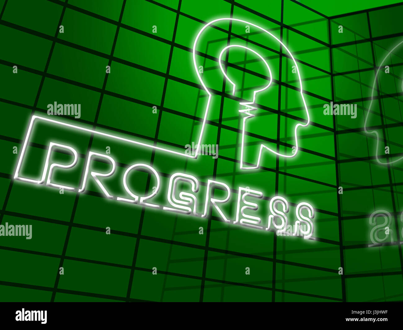 Progress Lightbulb Head Showing Betterment Headway 3d Illustration ...