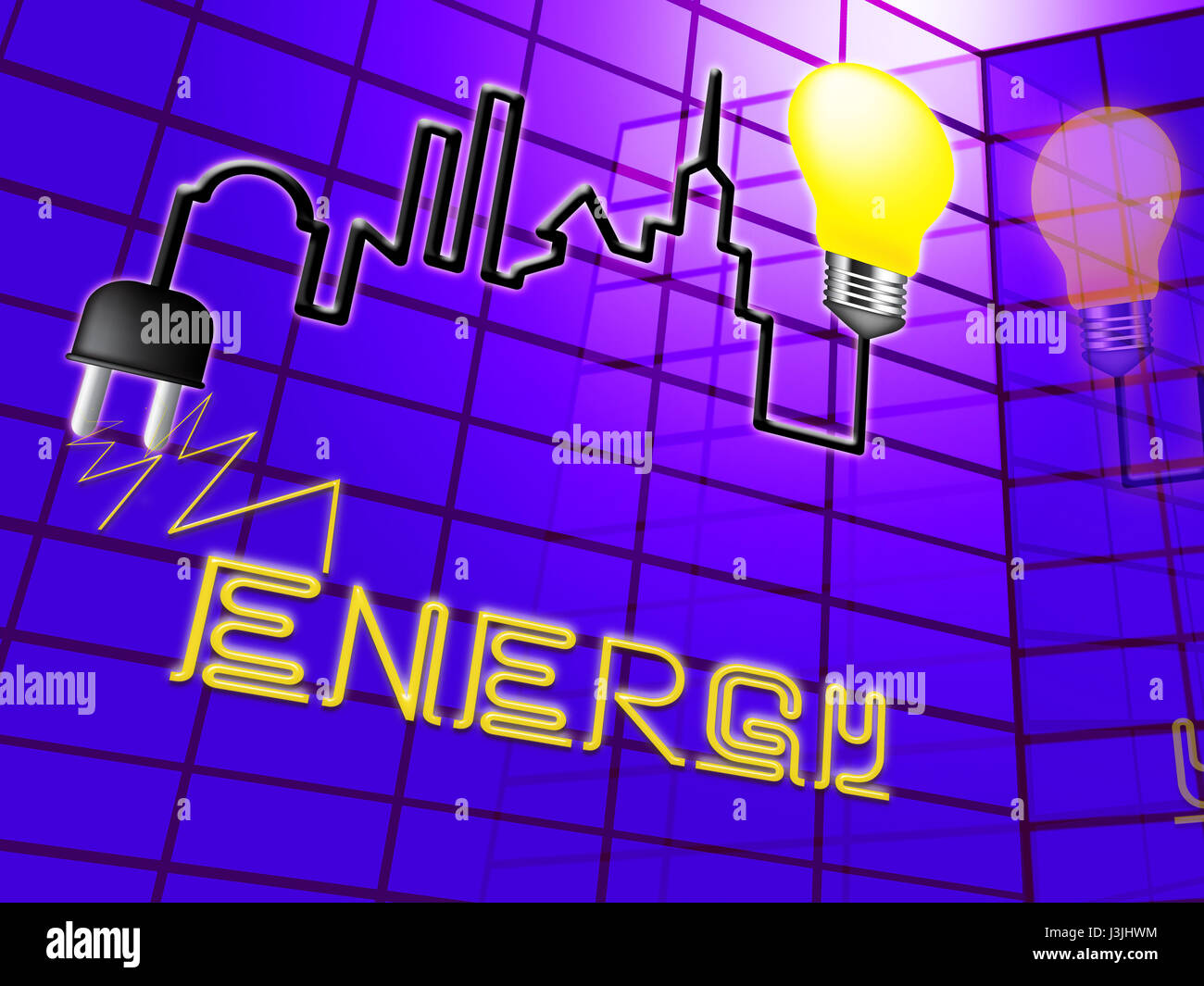 Energy Lightbulb Showing Electric Power 3d Illustration Stock Photo - Alamy