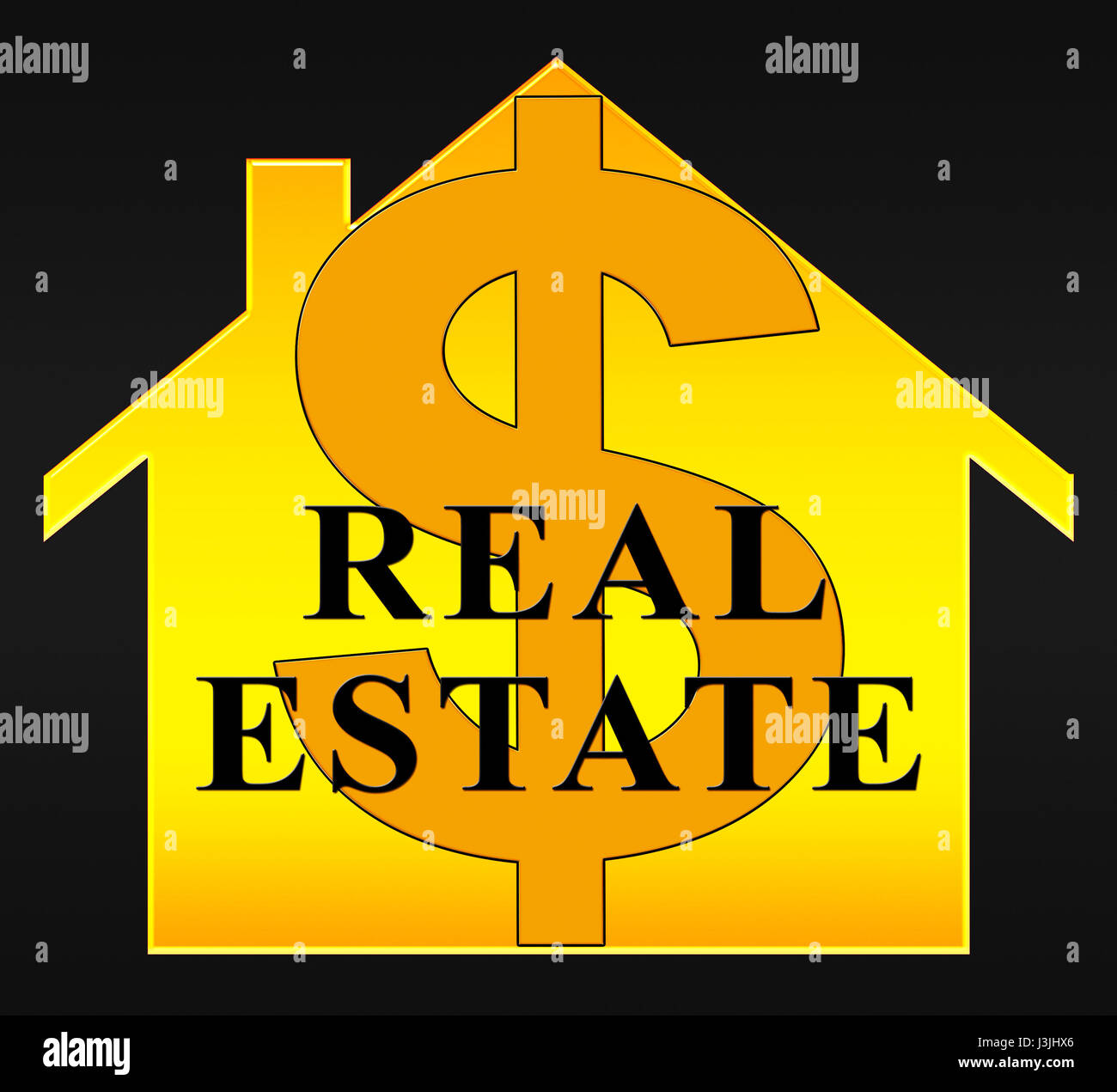 Real Estate Home Dollar Icon Indicating Property 3d Illustration Stock ...