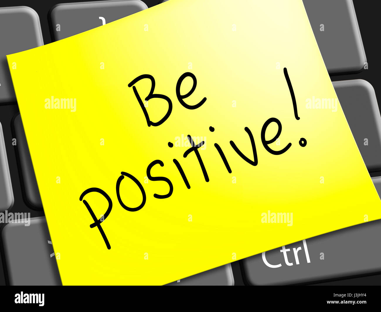 Be Positive Note Represents Optimist Mindset 3d Illustration Stock ...