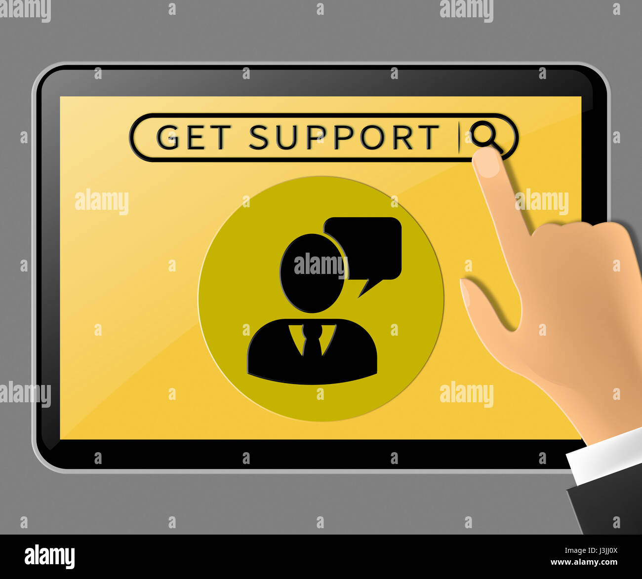 Get Support Tablet Representing Online Assistance 3d Illustration Stock ...
