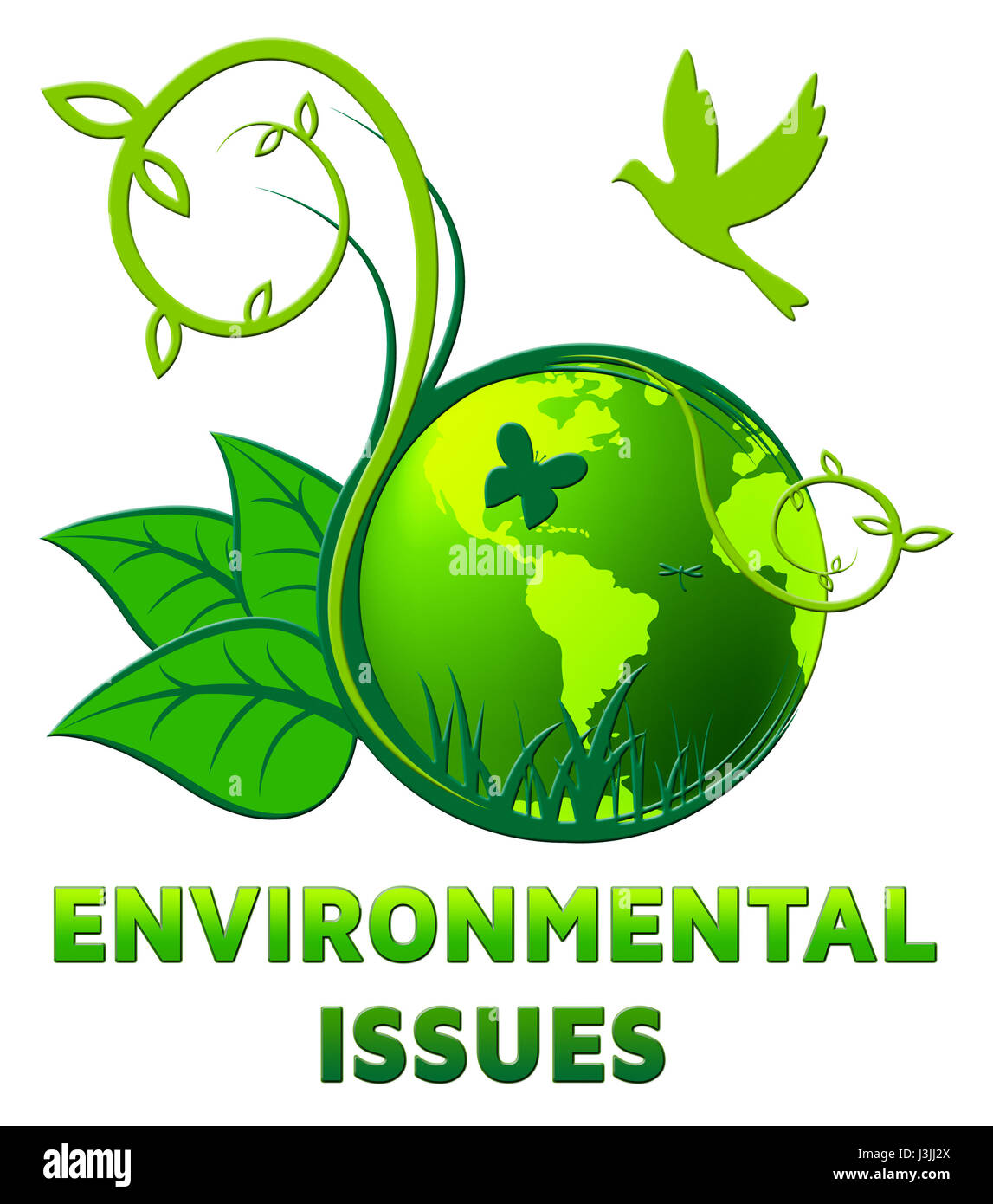 Environment Issues Design Showing Nature 3d Illustration Stock Photo ...