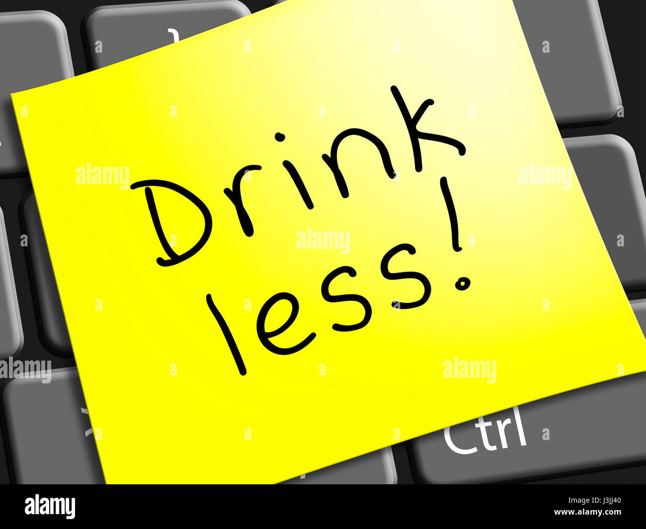 Drink Less Note Represents Stop Drinking 3d Illustration Stock Photo ...