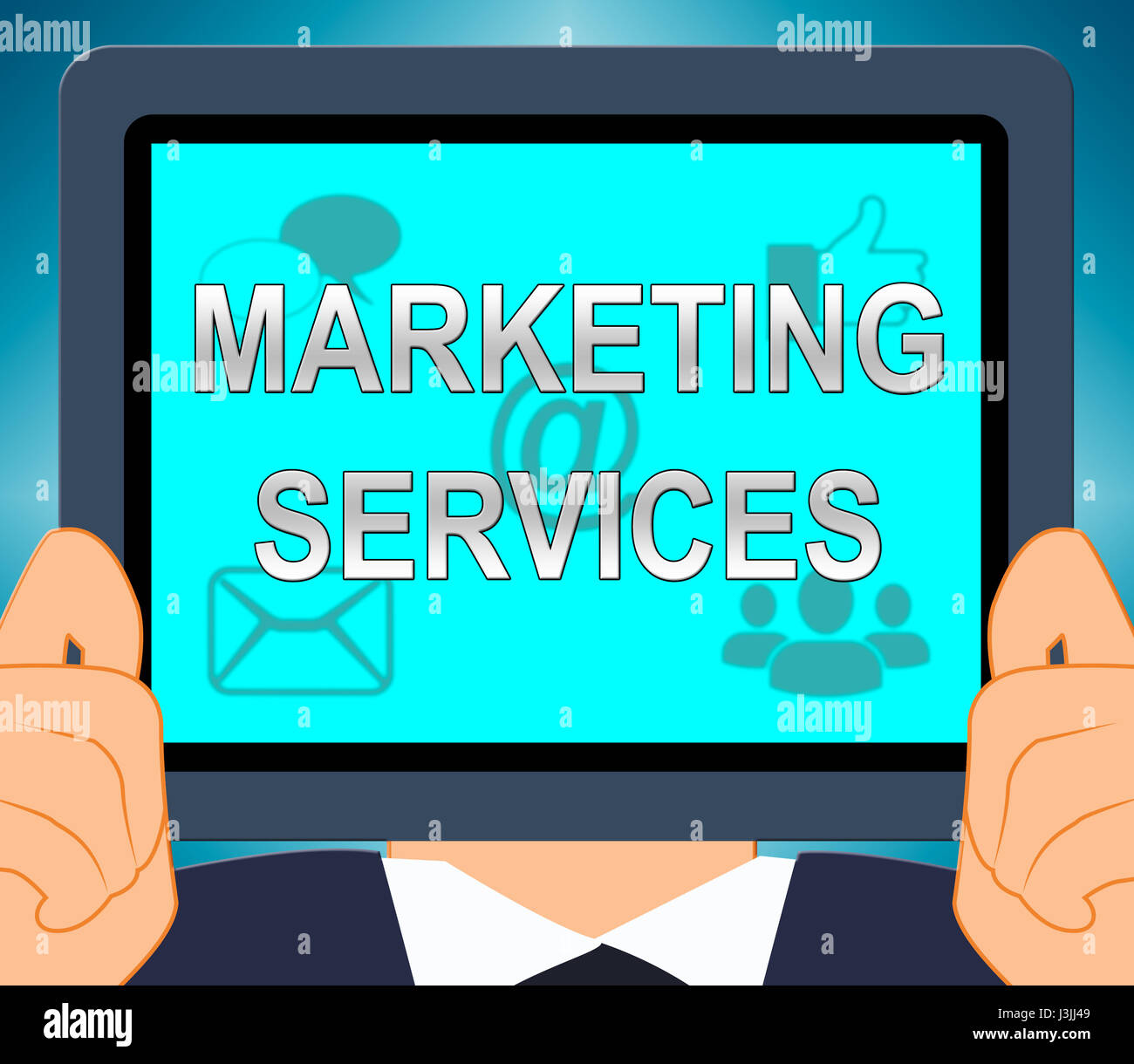 Marketing Services Tablet Showing Promotion Offers 3d Illustration ...