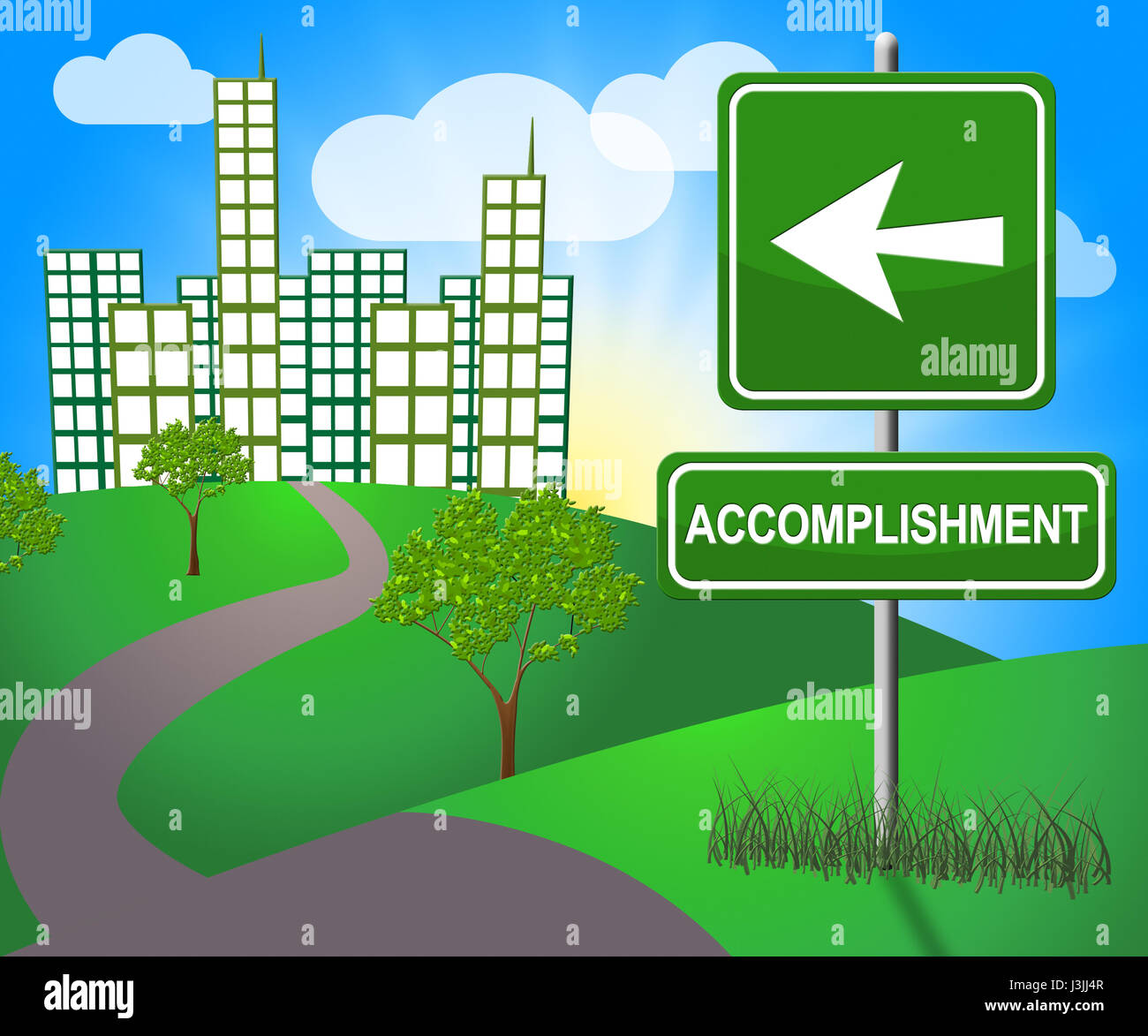 Accomplishment Sign Showing Success Progress 3d Illustration Stock ...