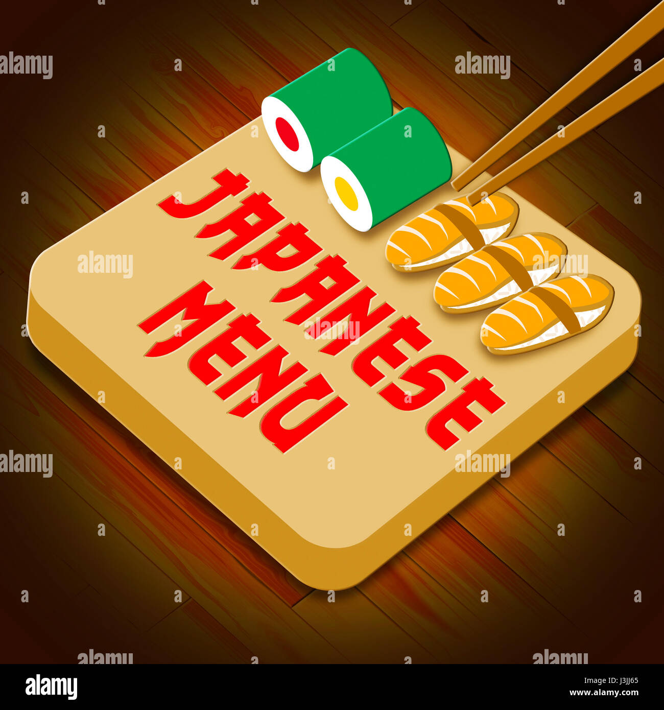 Japanese Menu Sushi Meaning Japan Cuisine 3d Illustration Stock Photo ...