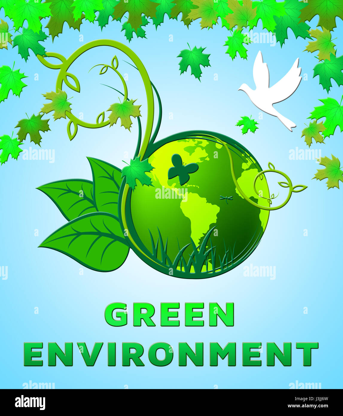 Green Environment Design Shows Ecology 3d Illustration Stock Photo - Alamy