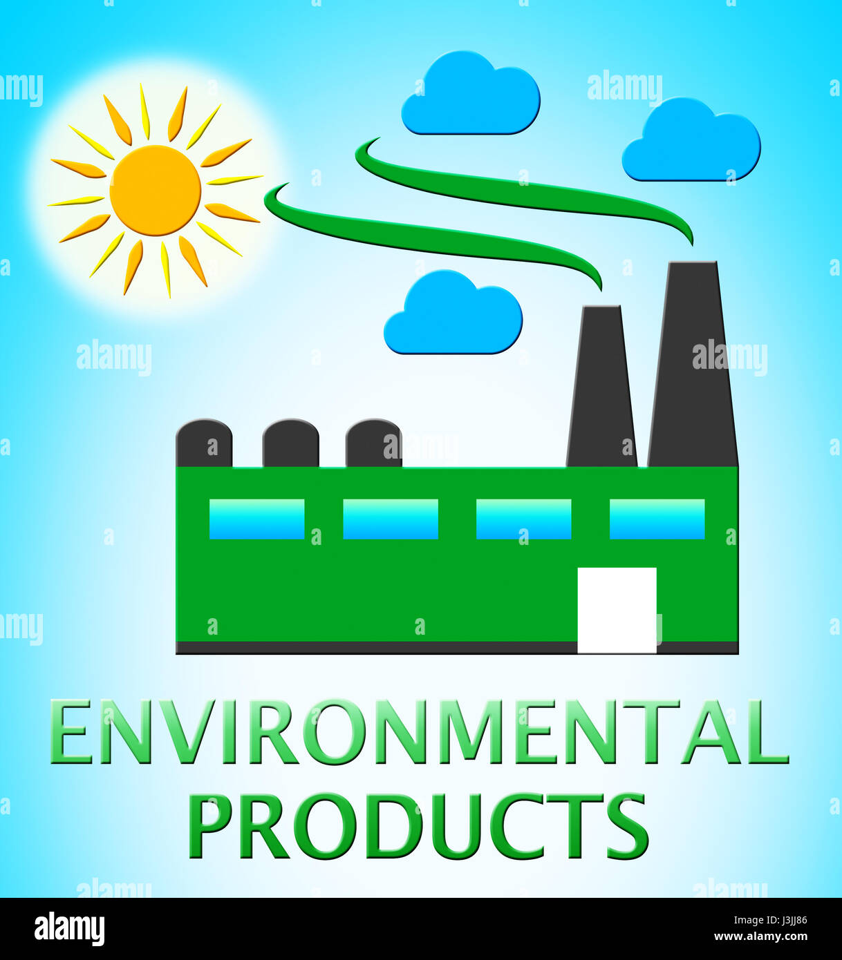 Environmental Products Factory Represents Eco Goods 3d Illustration ...