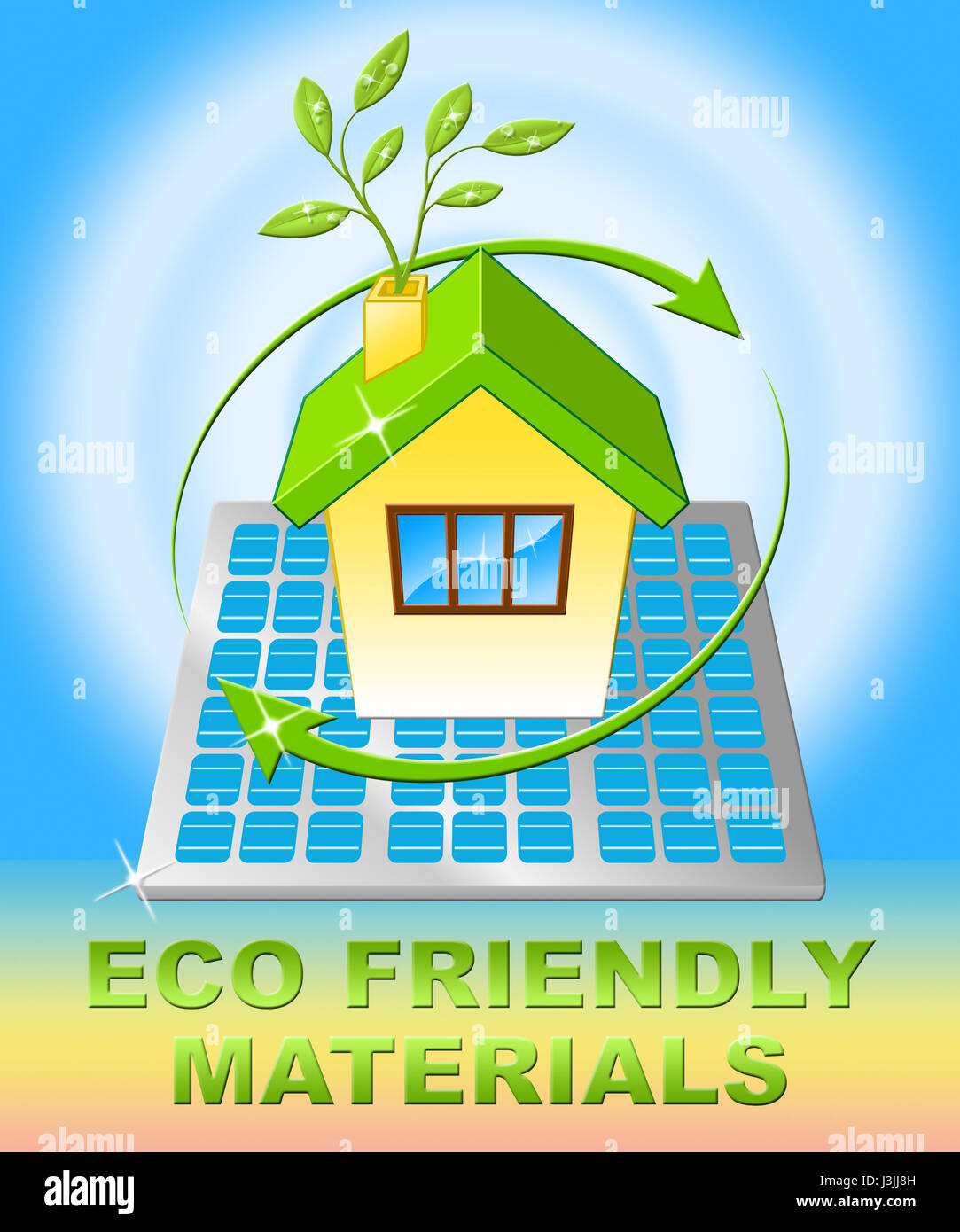 Eco Friendly Materials House Displays Green Resources 3d Illustration ...