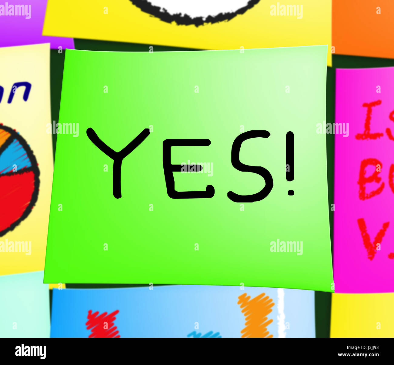 Yes Note Message Displays Optimist Mindset 3d Illustration Stock Photo ...