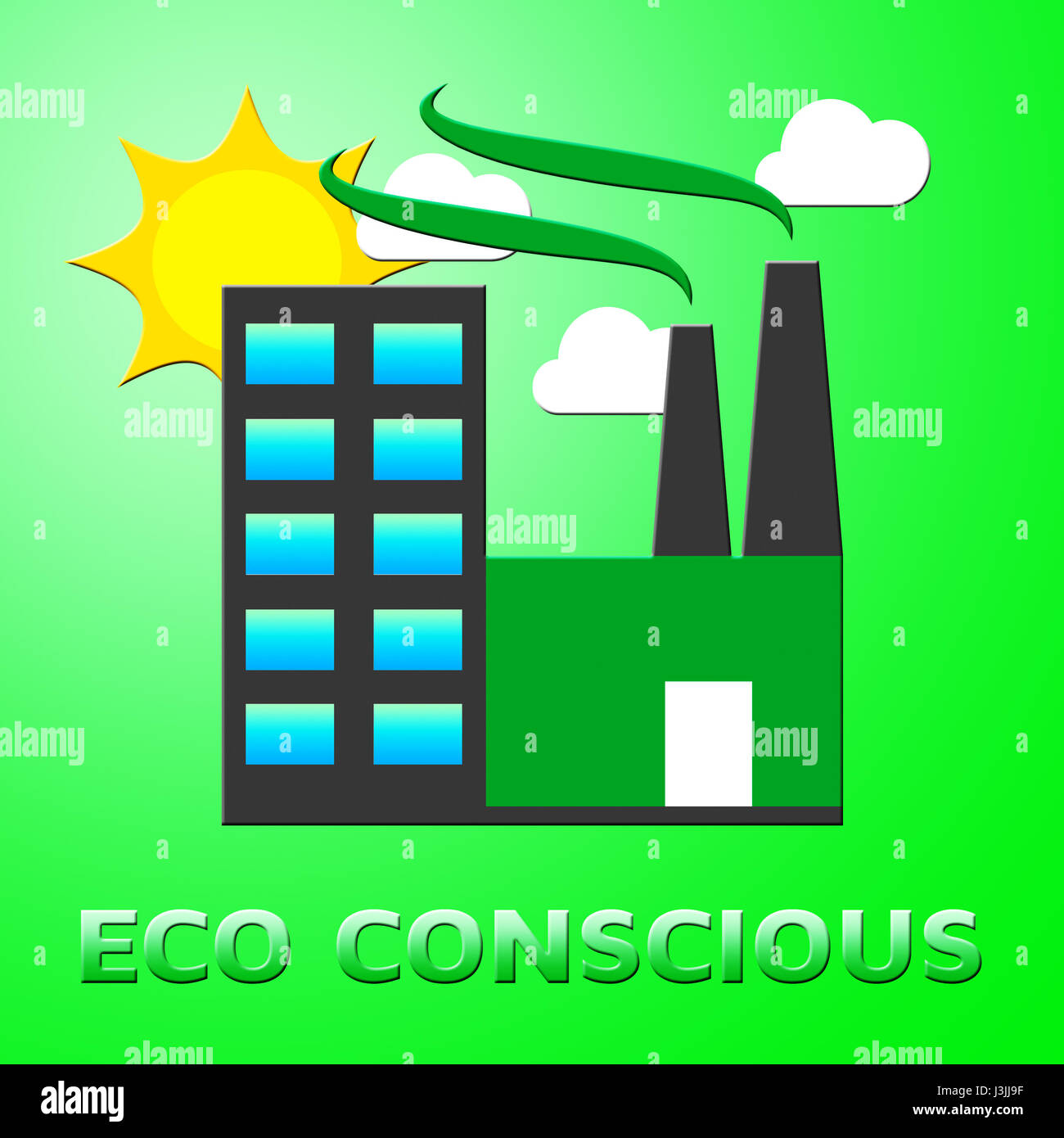 Eco Conscious Factory Represents Environment Aware 3d Illustration ...