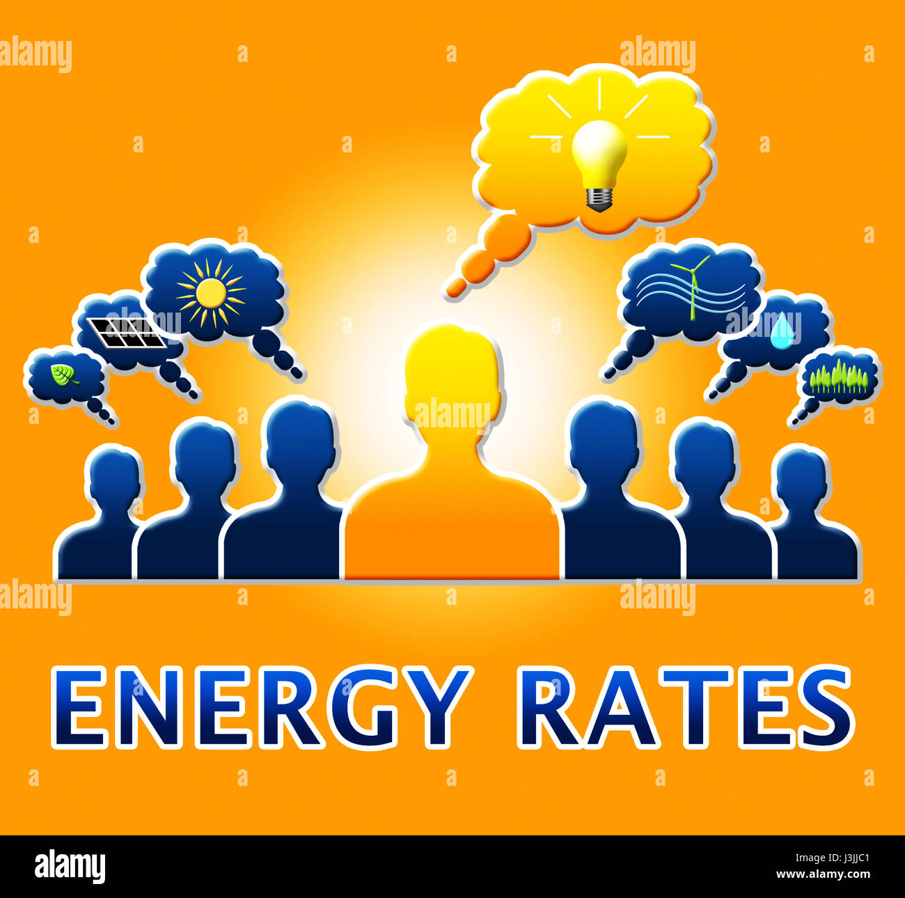 Energy Rates People Showing Electric Power 3d Illustration Stock Photo ...