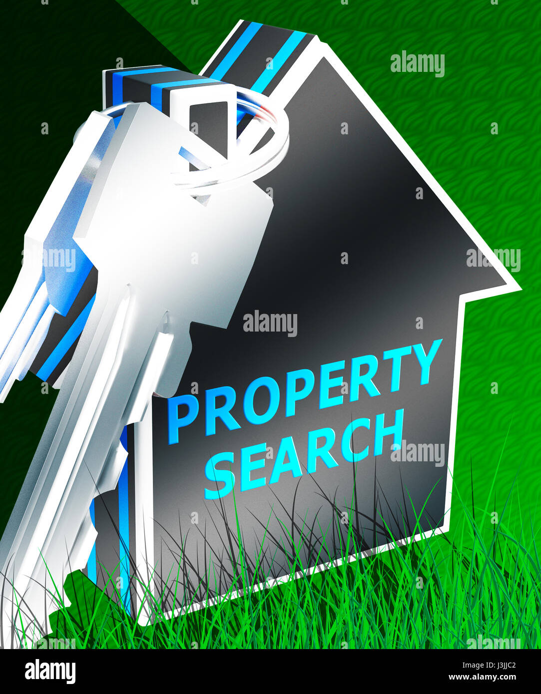 Property Search Keys Shows Find Property 3d Rendering Stock Photo - Alamy