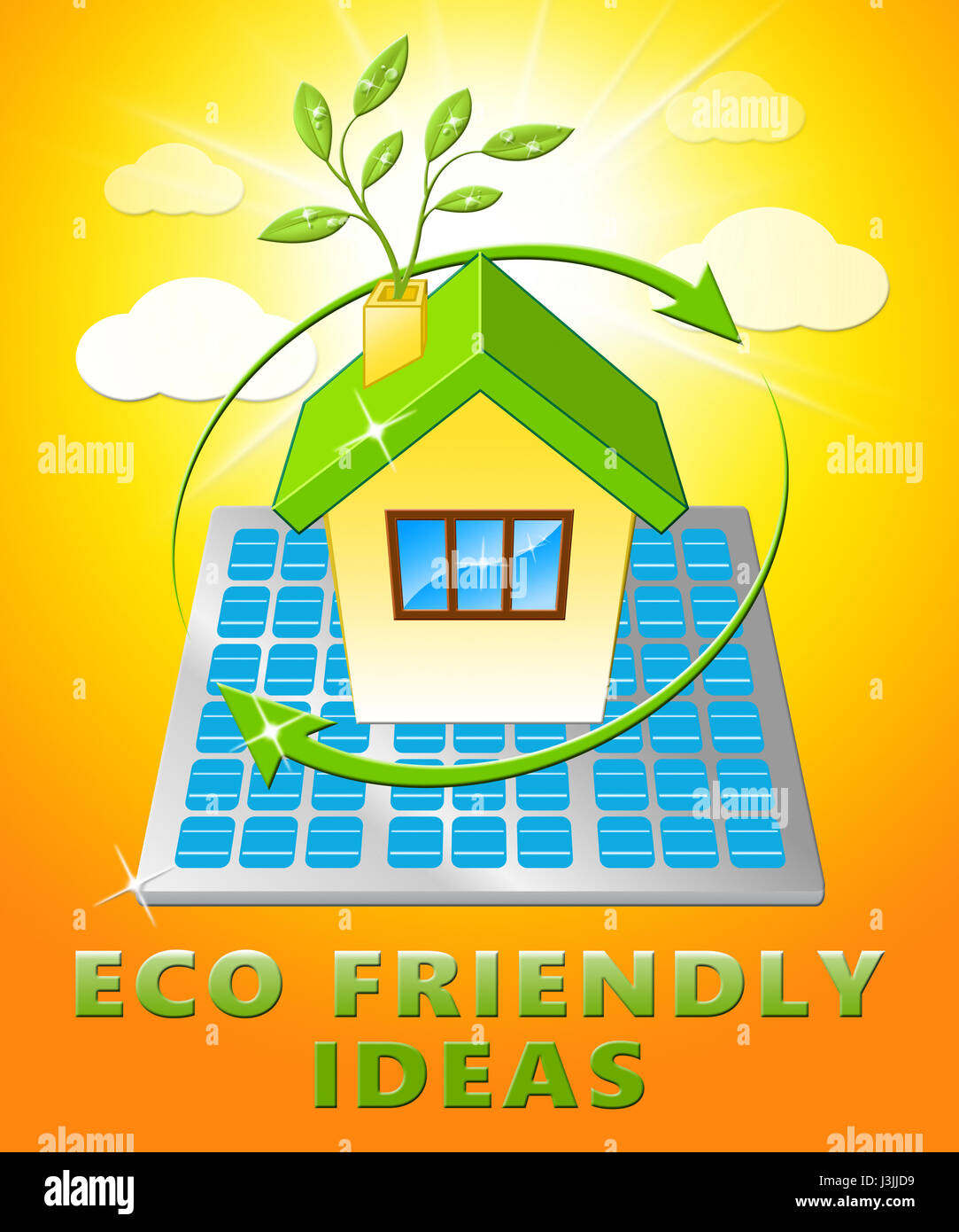 Eco Friendly Ideas House Displays Green Concepts 3d Illustration Stock ...