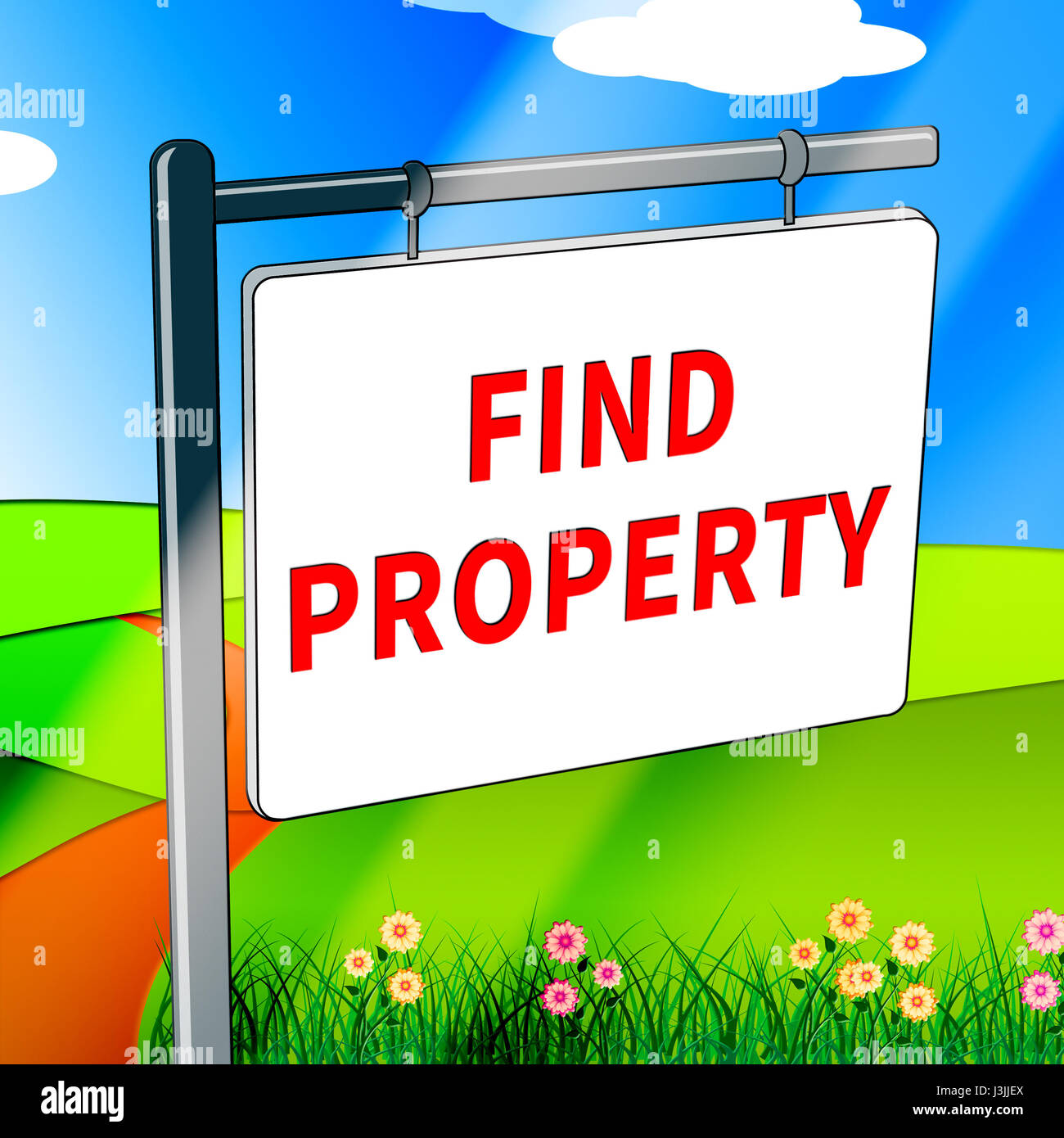 Find Property Showing Home Search 3d Illustration Stock Photo - Alamy