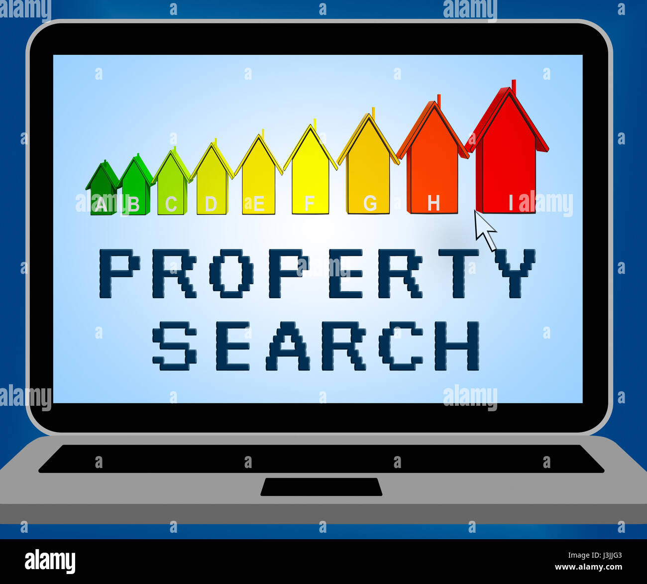 Property Search Laptop Representing Find Property 3d Illustration Stock ...