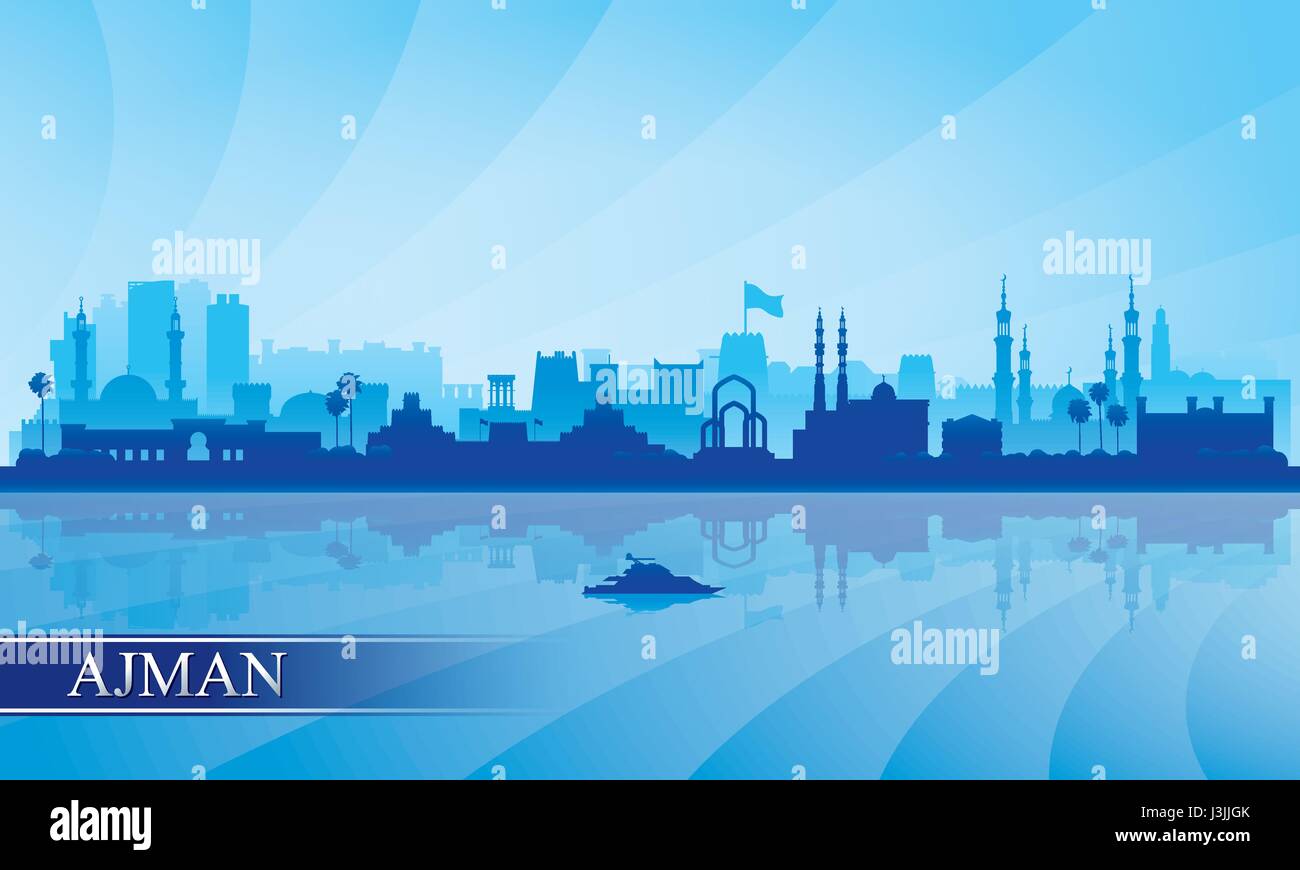 Ajman city skyline silhouette background, vector illustration Stock ...