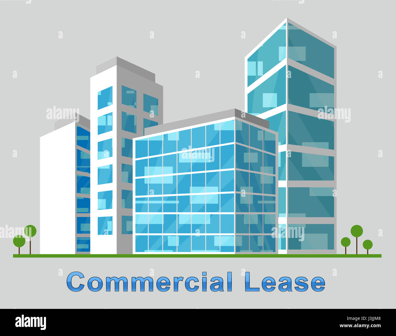 Commercial Lease Downtown Describes Real Estate 3d Illustration Stock ...