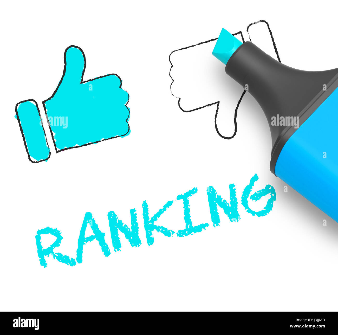 Ranking Thumbs Up Displays Performance Report 3d Illustration Stock ...