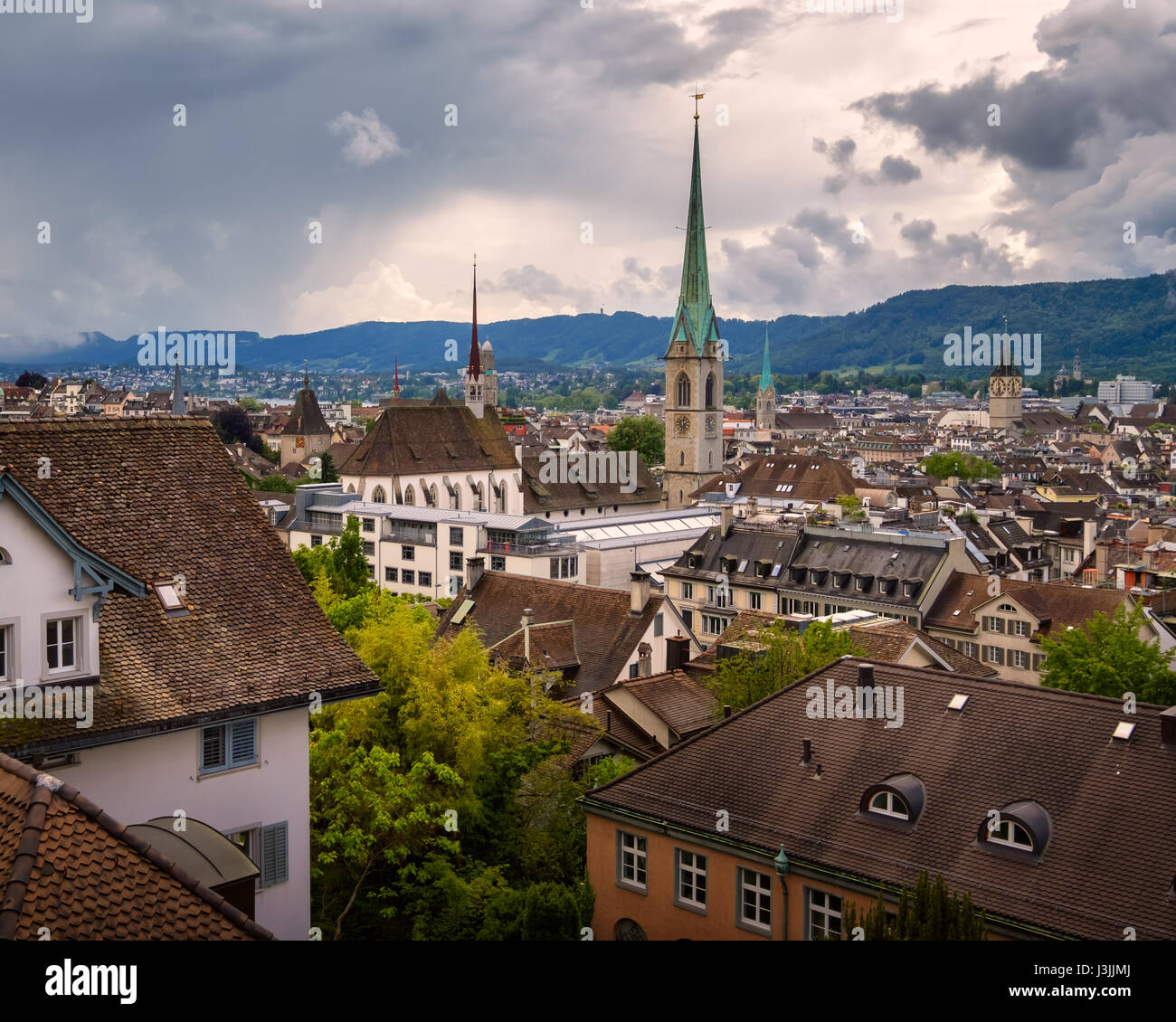 Aerial View of Zurich Skyline from University Vantage Point, Zurich ...