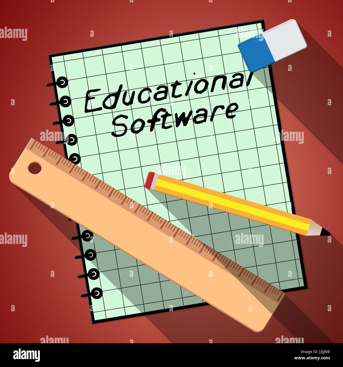 Educational Software Notebook Represents Learning Application 3d ...