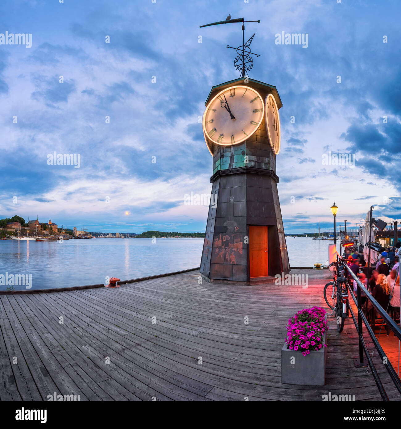 This copper clock tower that now located at the pier at Aker Brygge ...