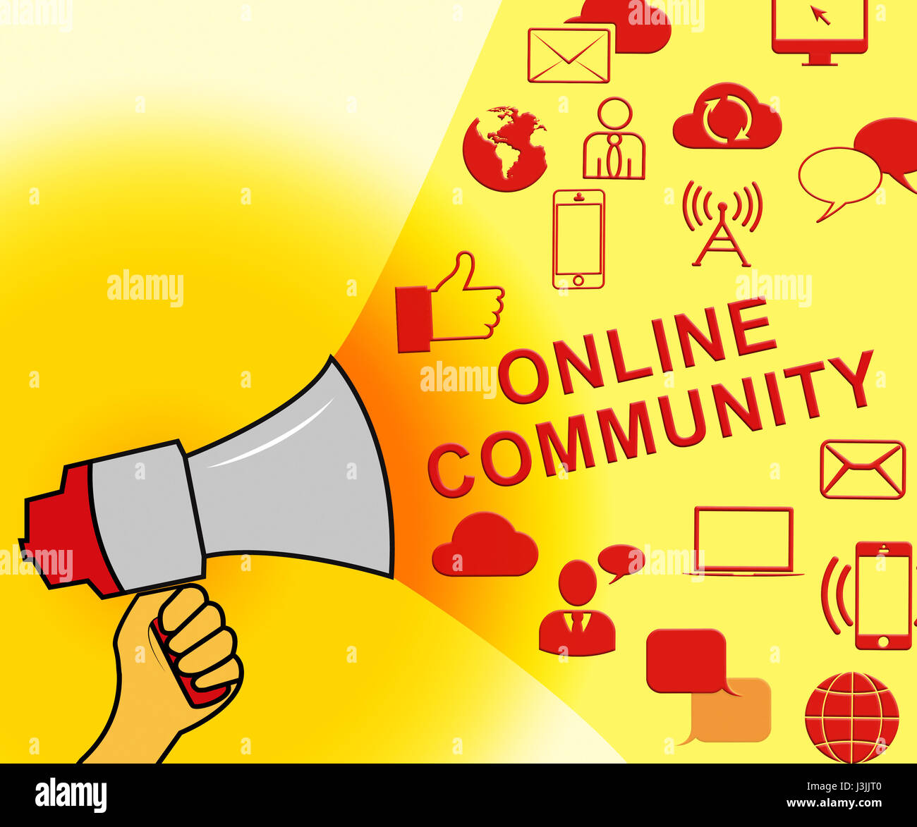 Online Community Icons Representing Social Media 3d Illustration Stock ...