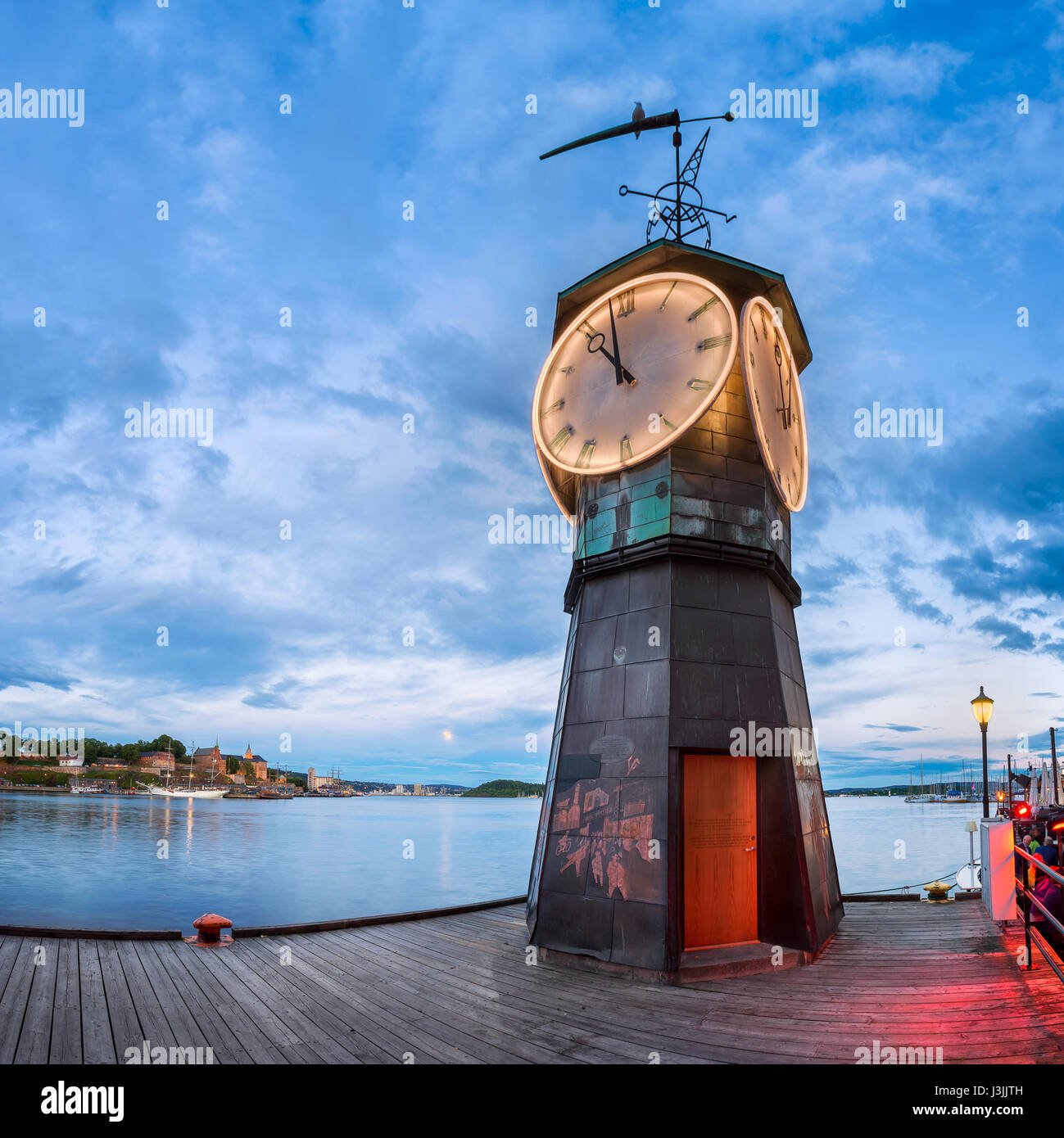 This copper clock tower that now located at the pier at Aker Brygge ...