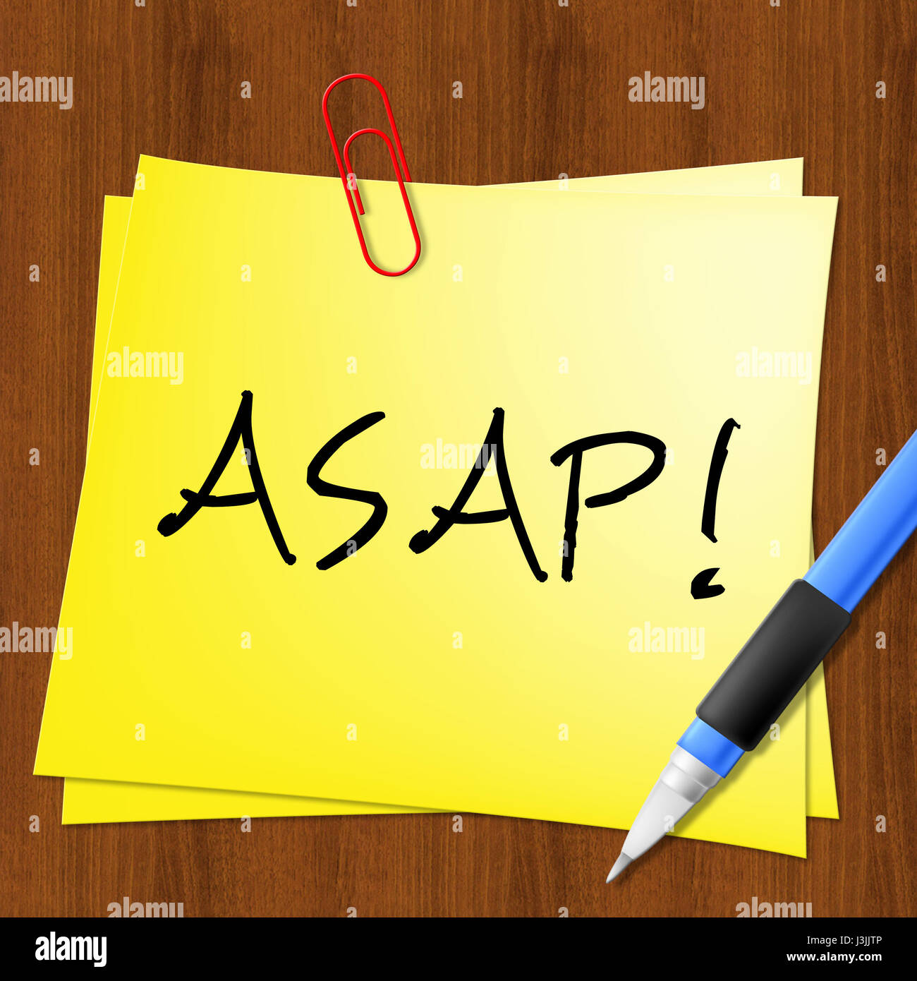 Asap Note Representing Do Quickly 3d Illustration Stock Photo - Alamy