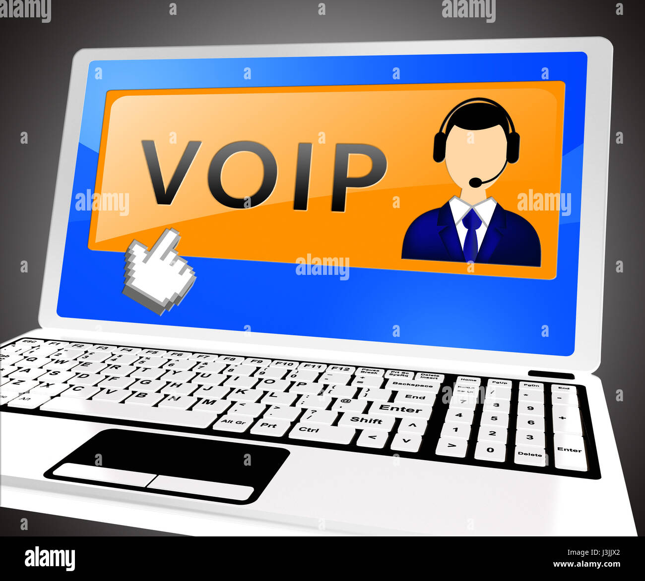 Voip Laptop Showing Internet Voice 3d Illustration Stock Photo - Alamy
